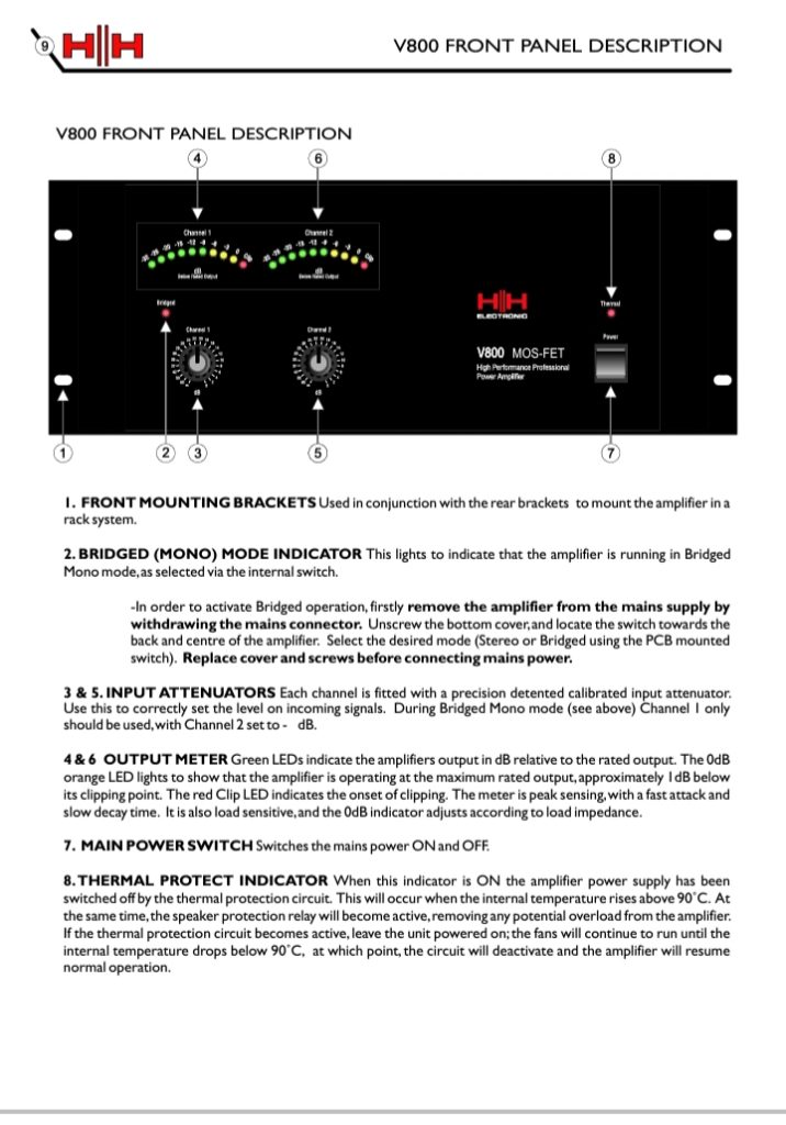 HH V800 amplifier. - Audio Broker